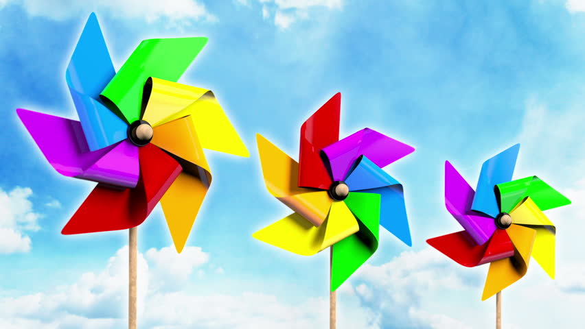 Rainbow Spinning Pinwheels On The Sky - Motion Background With Spinning ...