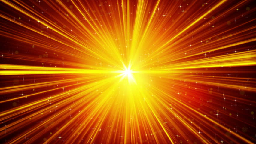 Yellow Shining Light Rays And Stars. Computer Generated Seamless Loop ...