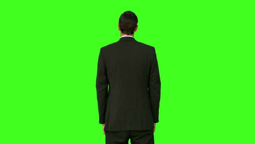 Young Businessman Back Touchscreen Greenscreen 5 Footage Was Shot ...