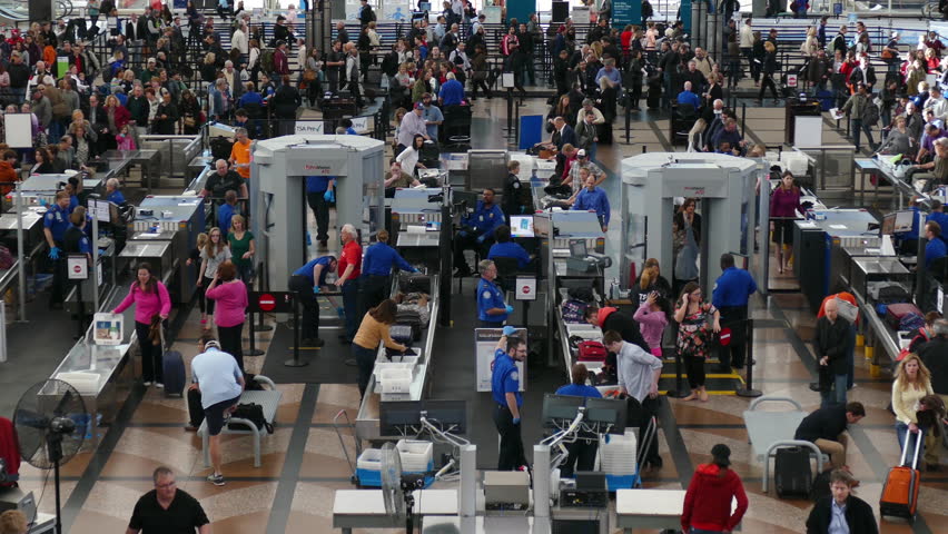 DENVER, COLORADO/USA - MARCH 1, 2015: Wide Establishing TSA Lines At ...