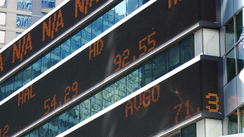 NEW YORK - OCTOBER 10, 2014: Stock Market Ticker Close Up, On October ...