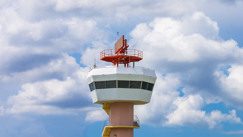 Time Lapse Airport Radar Communications Tower Stock Footage Video ...