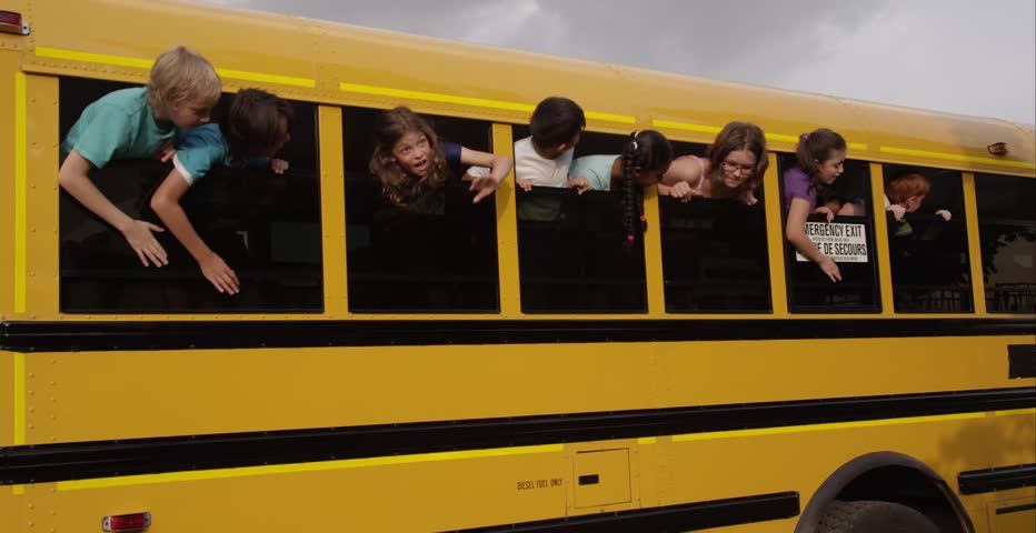 Kids Hanging Out The School Bus Window Stock Footage Video 11274560 ...
