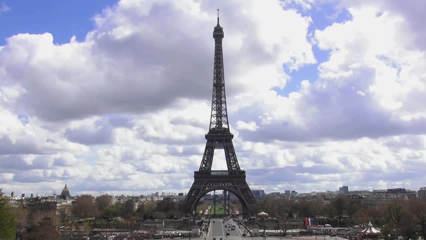 Eiffel Tower In Paris. Horizontal/landscape Orientation. Time Lapse ...