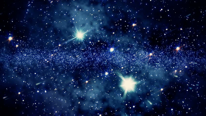 The Heavens Turn And Stars Shoot In Deep Blue Space. Stock Footage ...