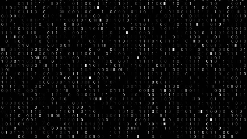 Runned Blinked Binary Code Black Screen With Gray White Cypher Stock ...