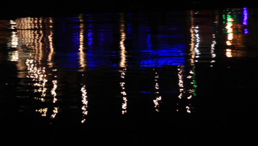 Town Light Reflection In Water At Night Stock Footage Video 2675585 ...