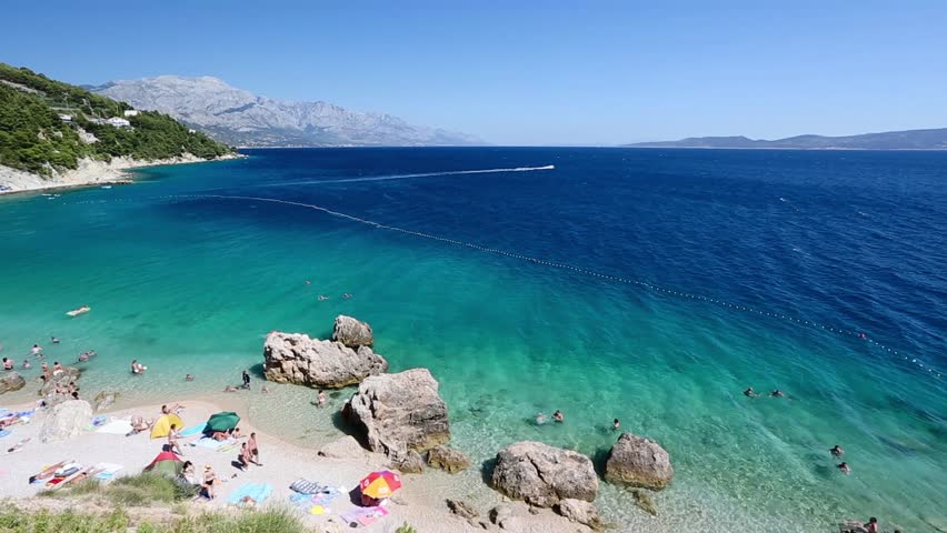 Beautiful Beach And Adriatic Sea With Transparent Blue Water Near Split ...