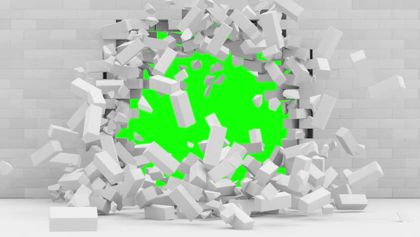 Animation Of Broken Brick Wall With Green Screen Stock Footage Video ...
