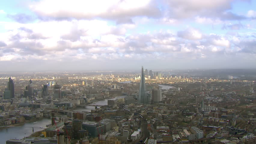Stunning Panoramic Aerial View And Cloudscape, Flying Over The City Of ...