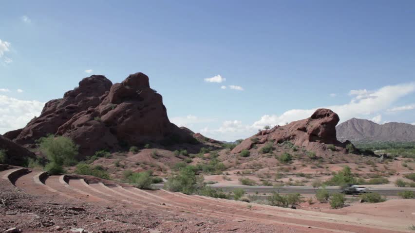 Low Angle View Looking Up At Papago Park Amphitheater In Phoenix ...
