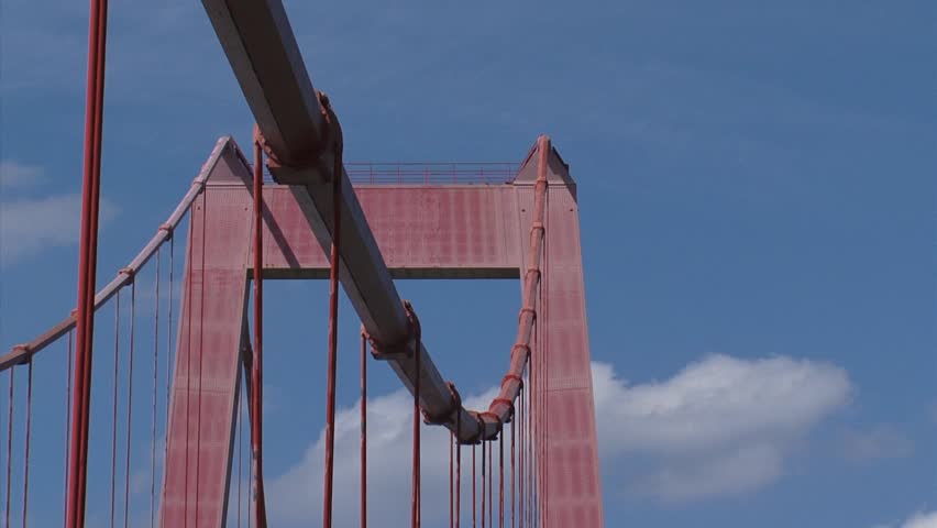 Suspender Cables + Pan Pillars Of Suspension Bridge. The Emmerich Rhine ...