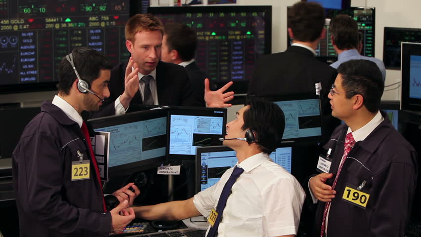 Crowd Of Financial Traders In A Stock Exchange. Business People Trading ...