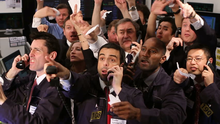 Crowd Of Financial Traders In A Stock Exchange. Business People Trading ...