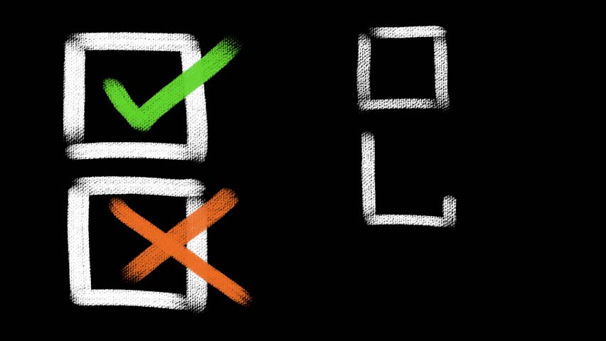 Checkmarks, Check-in And Check-out Symbols, Hand Written With A Wide ...