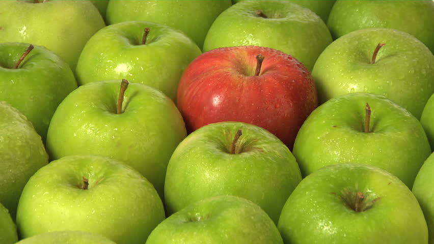 Green Apples With One Red Apple, Be Different Stock Footage Video ...