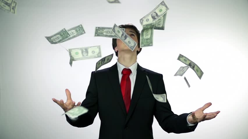 Throwing Money In To Air. Slow Motion Money Shots Of Young Business Man ...