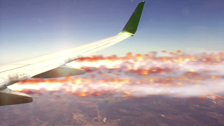 Passenger's View Of A Commercial Aircraft's Wing Catching On Fire ...