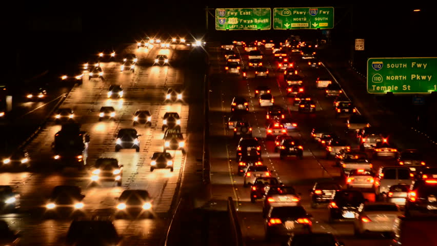 Traffic On The 101 Freeway At Night Los Angeles - April 2012 Stock ...