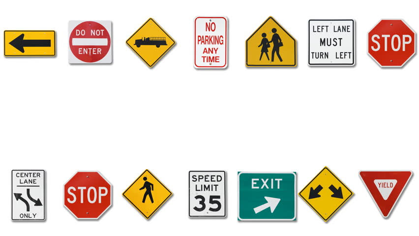 Various Traffic Signs Moving In A Border Stock Footage Video 5805275 ...