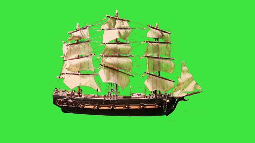 Pirate Sailboat With Green Screen. The Green Screen Can Be Keyed Out To ...