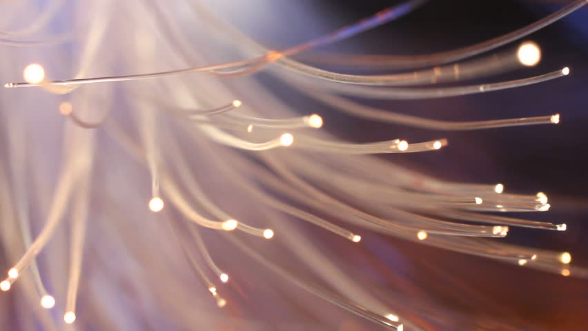 Brightly Lit Fiber Optic Cables. Light Transmission Through Fiber Optic ...