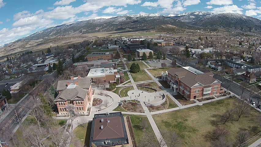 Aerial Snow College Campus Ephraim Utah. Airborne Of Central Utah Rural ...