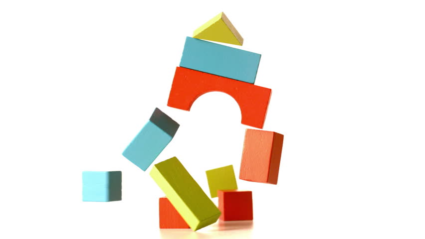 Building Blocks Falling And Bouncing In Slow Motion Stock Footage Video ...