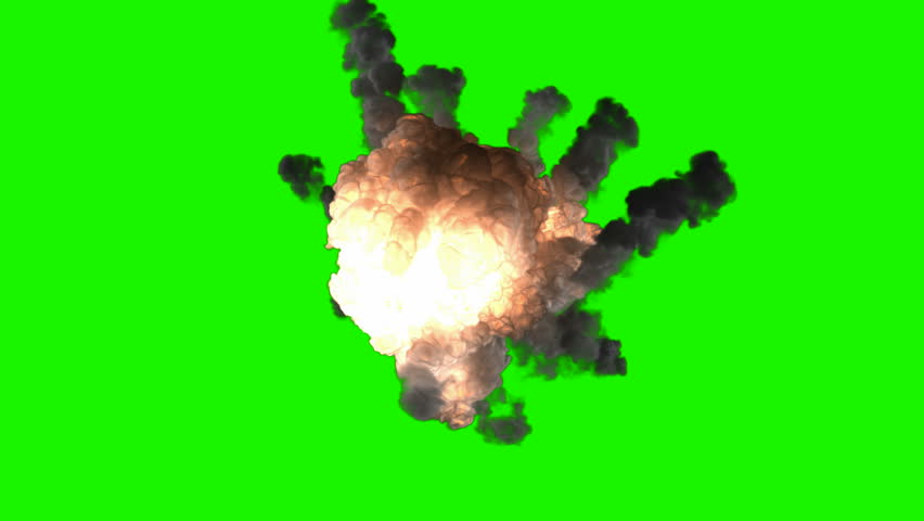 Explosion And Black Smoke On Green Screen. Editing. Keying. Chroma Key ...