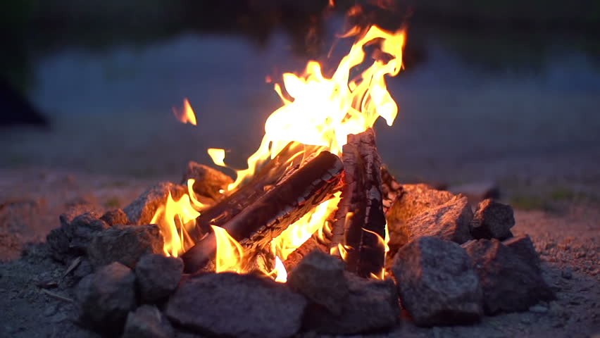Close Up Of Campfire Burning In Slow Motion 200fps Stock Footage Video ...