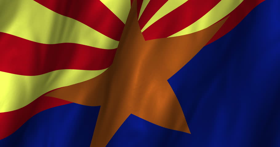Realistic Ultra-HD Arizona State Flag Waving In The Wind. Seamless Loop ...