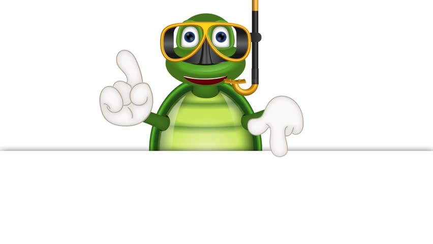 Funny Turtle With Diving Mask Under Water Comic Cartoon Stock Footage ...
